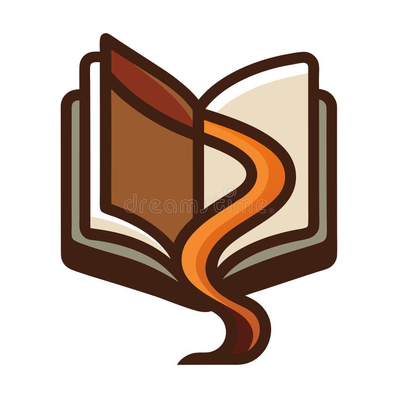 Open Book Vector Illustration with Flowing Orange Design Element Stock ...