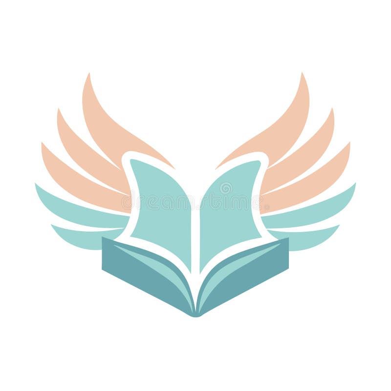 Winged Book Logo: Knowledge, Education, and Inspiration in Light Blue ...