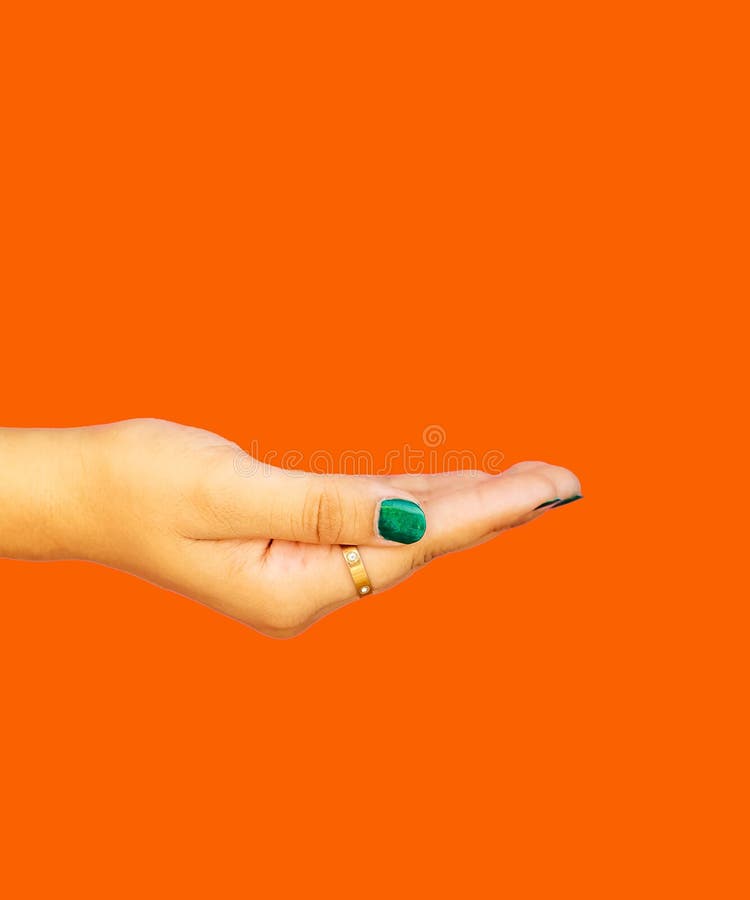 Stylized Open Palm Gesture for Branding Visuals on Orange Background ...