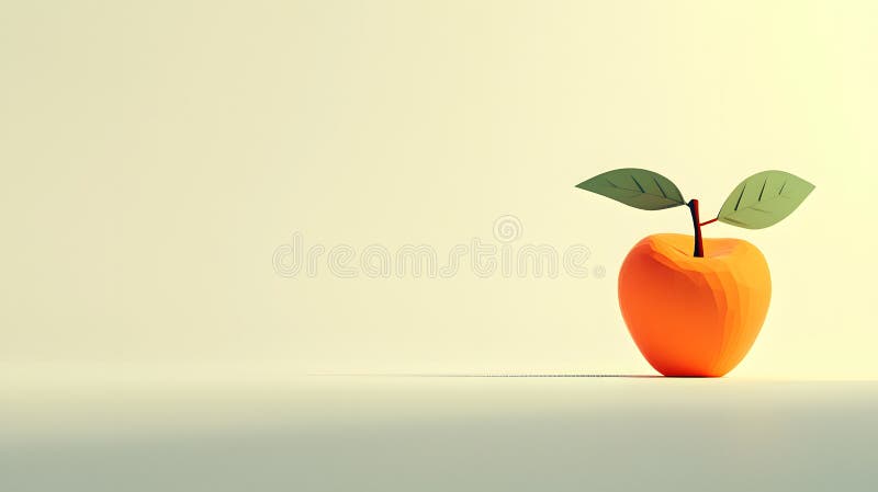 Stylized Orange Apple with Green Leaves Stock Photo - Image of stylized ...