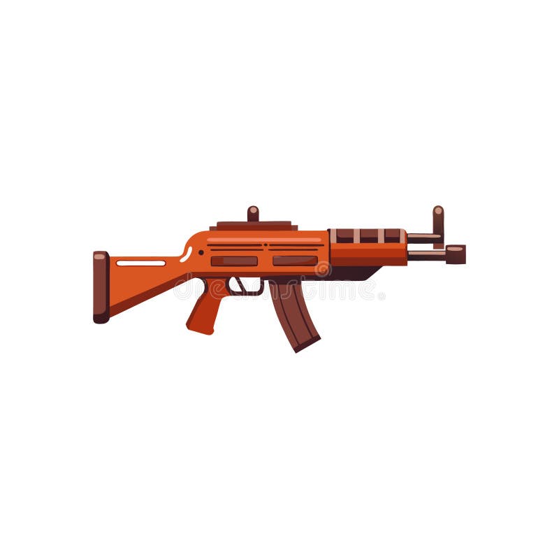 Stylized Orange Assault Rifle in Flat Vector Illustration Stock Image ...