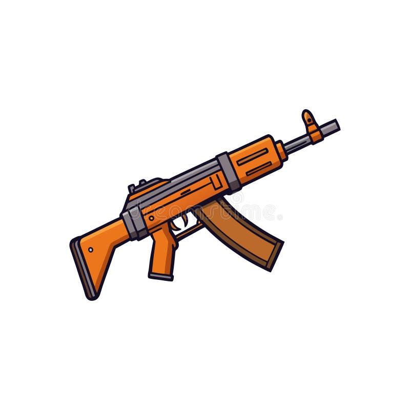 Stylized Orange Assault Rifle Illustration on White Background Vector ...