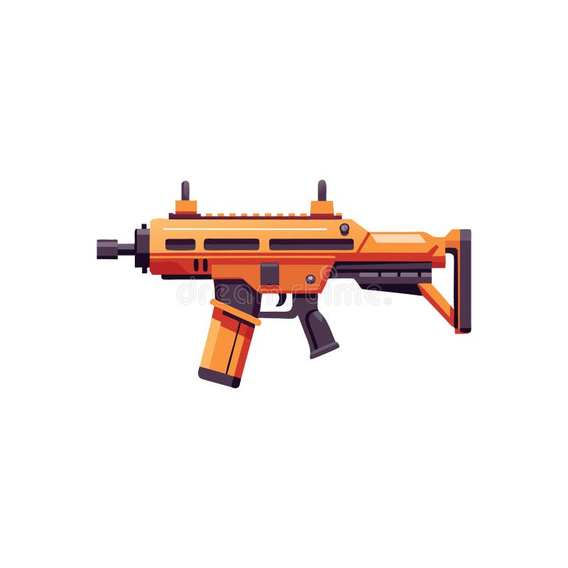 Stylized Orange Assault Rifle with Tactical Design Elements Stock Image ...