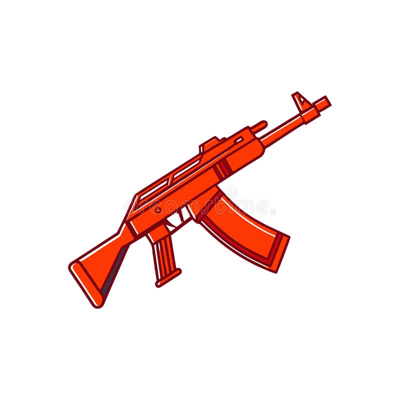 Stylized Orange Assault Rifle Vector Illustration on White Background ...