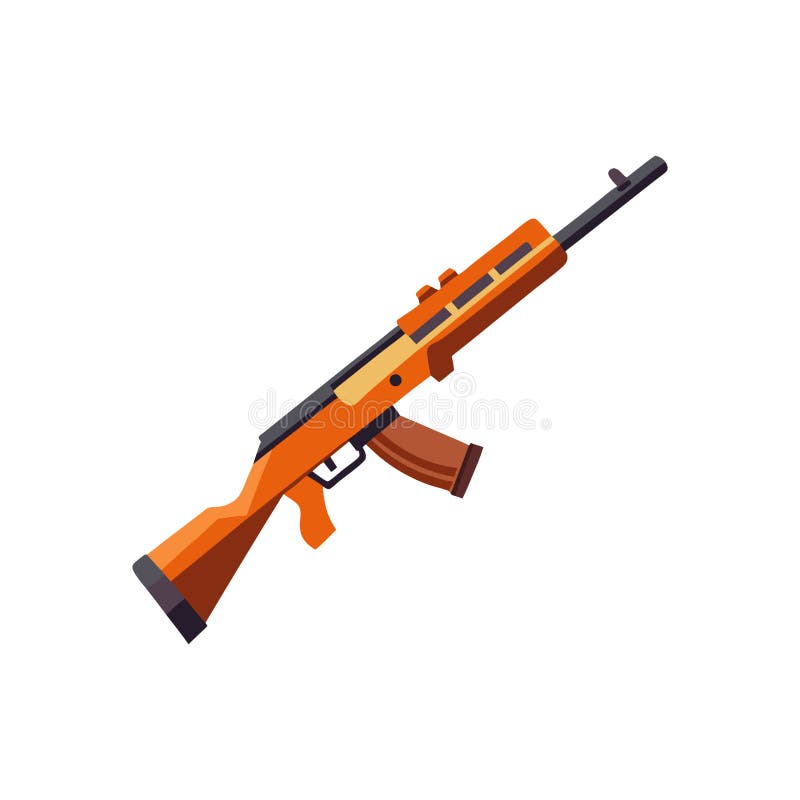 Stylized Orange Assault Rifle Weapon Icon on White Backdrop Stock Photo ...