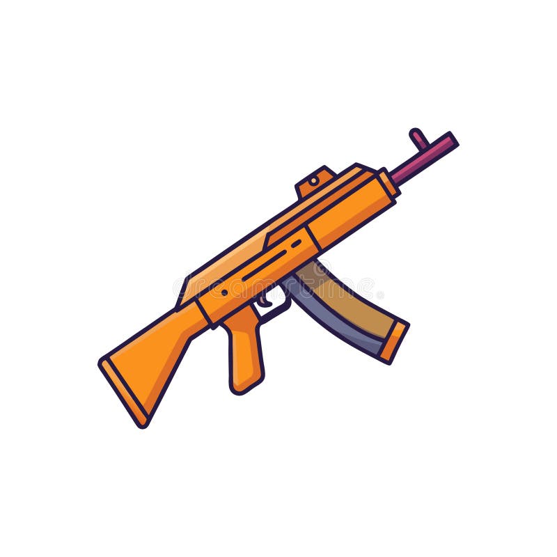 Stylized Orange Assault Rifle on White Background for Games Stock Image ...