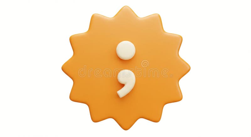 Stylized Orange Badge Featuring a Comma Symbol in White. a Simple ...