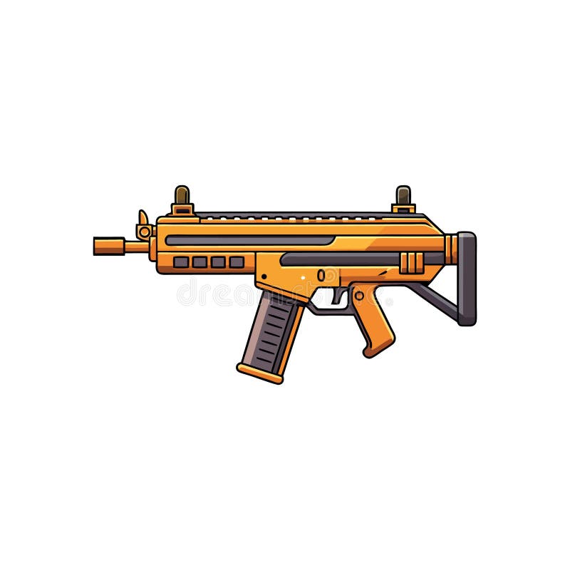 Stylized Orange and Black Submachine Gun Vector Illustration Stock ...
