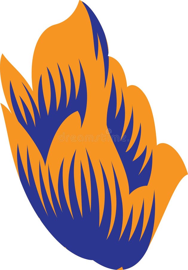 Stylized Orange and Blue Flame Illustration on Black Background Stock ...