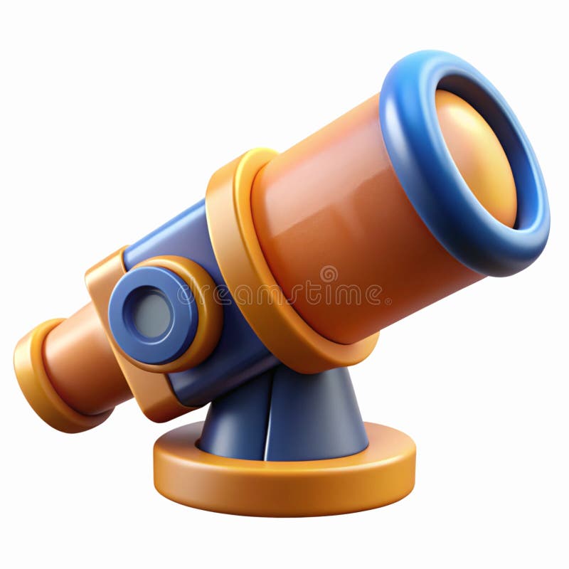 Stylized Orange and Blue Telescope Illustration for Astronomy and ...