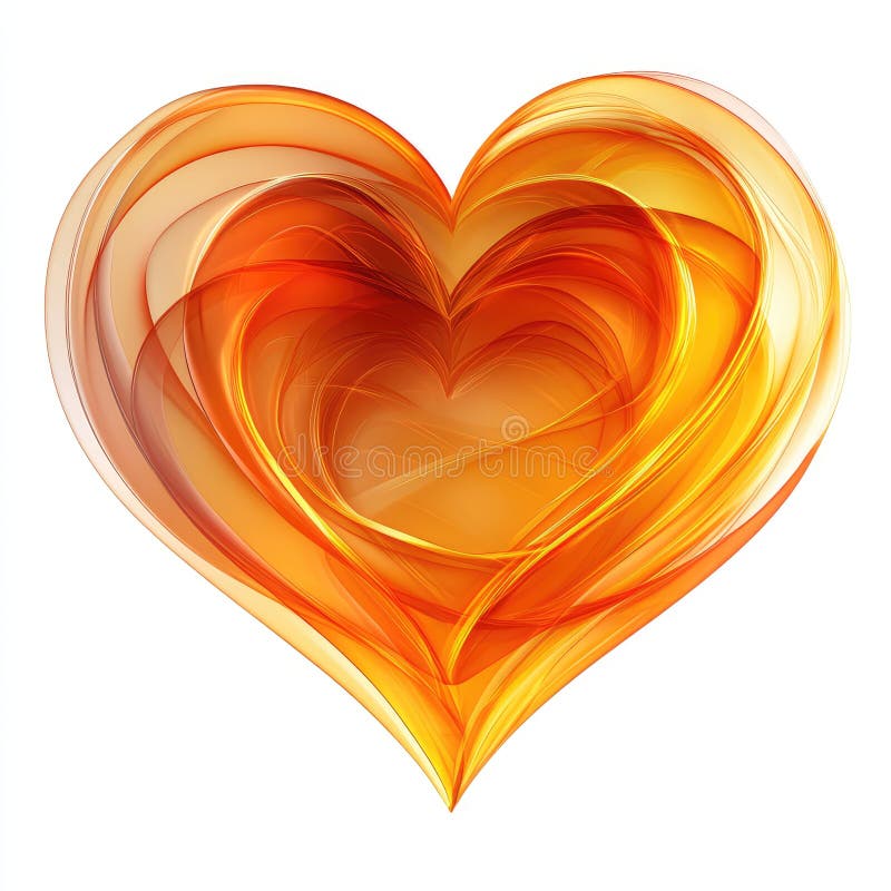 Stylized Orange Heart Shape with Layered Design on White Background ...