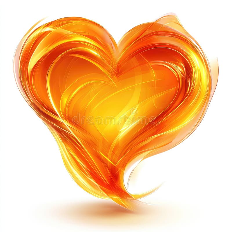 Stylized Orange Heart Shape with Layered Design on White Background ...