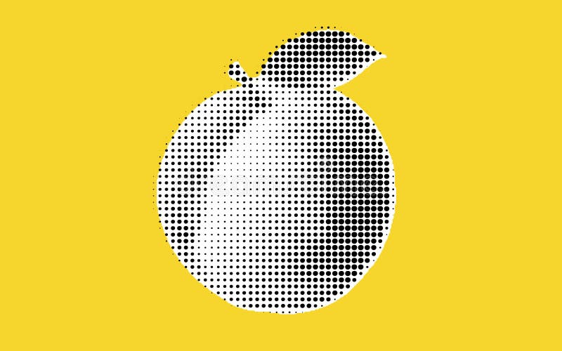 Stylized Orange Illustration on Yellow Background Stock Illustration ...