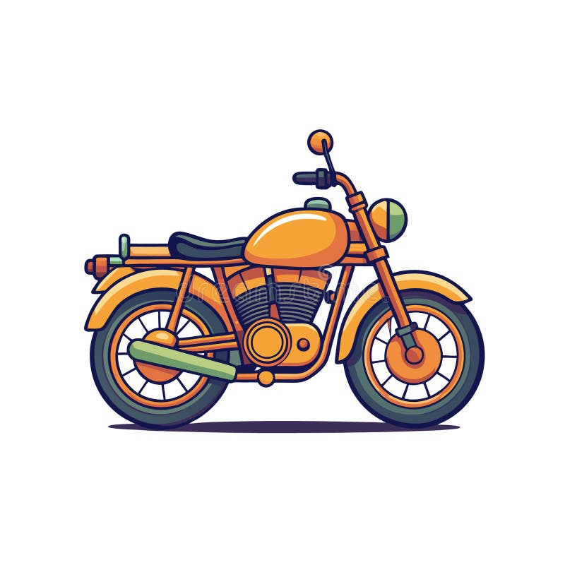 Stylized Orange Motorcycle Illustration on a White Background. Stock ...