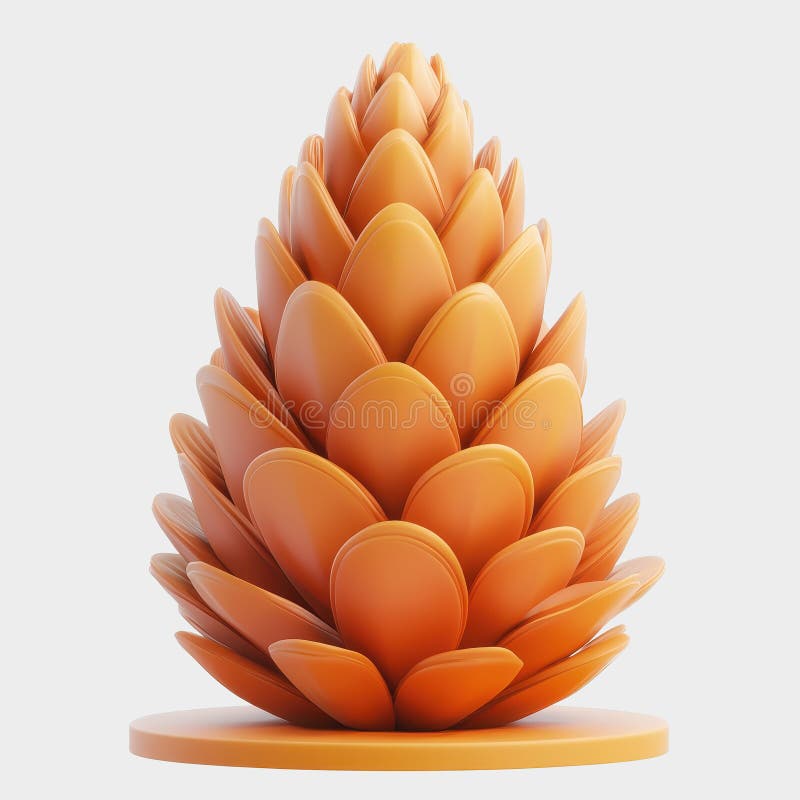 Stylized Orange Pine Cone Sculpture with Smooth Petals Displayed on a ...