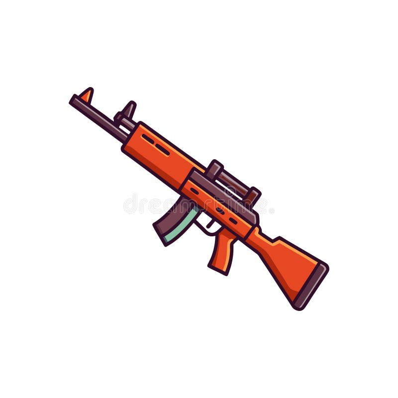 Stylized Orange Rifle Illustration on White Background, Vector Drawing ...