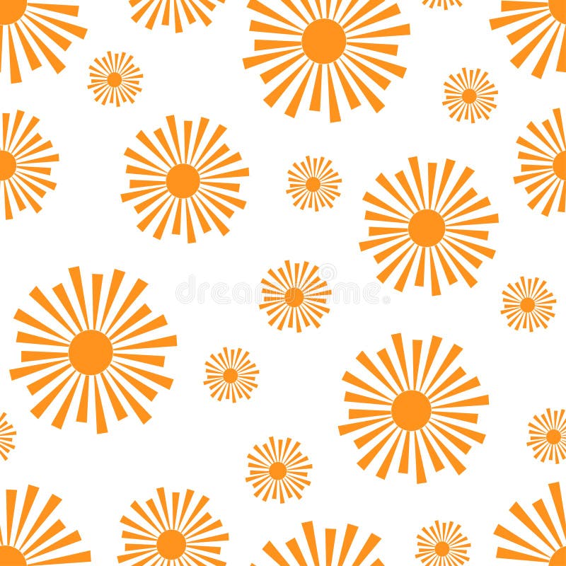 Stylized Orange Suns Pattern on a White Background Stock Vector ...