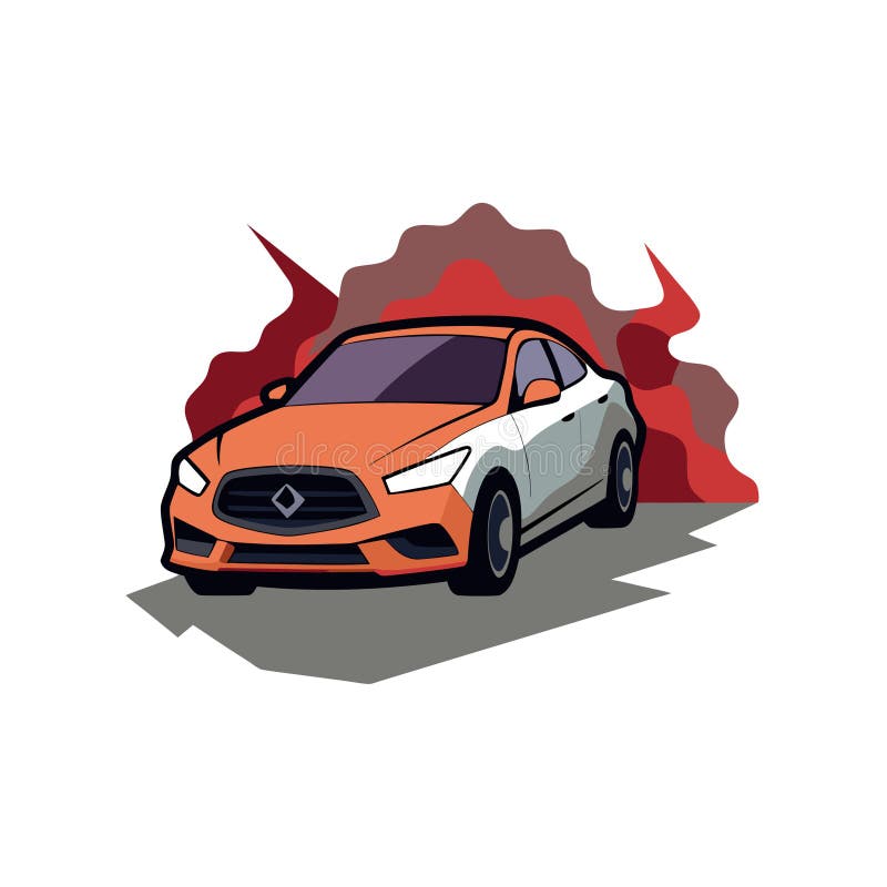 Stylized Orange and White Sedan Car Illustration Isolated Stock Photo ...