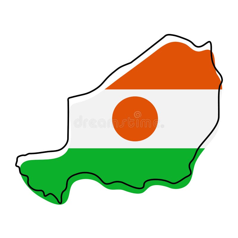 Stylized Outline Map of Niger with National Flag Icon. Flag Color Map ...
