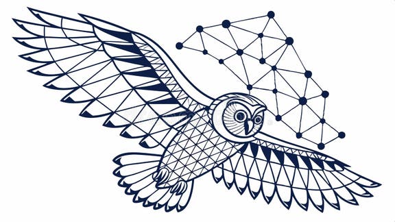 Stylized Owl with Connected Dots Representing Network or Knowledge ...