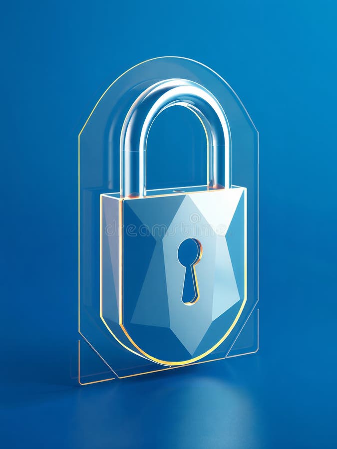 A Stylized Padlock with Geometric Design and a Transparent Outline ...