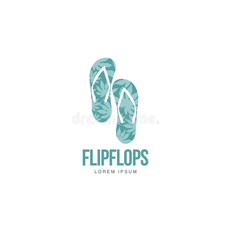 Stylized Pair of Three Colored Rubber Flip Flops Logo Template Stock ...