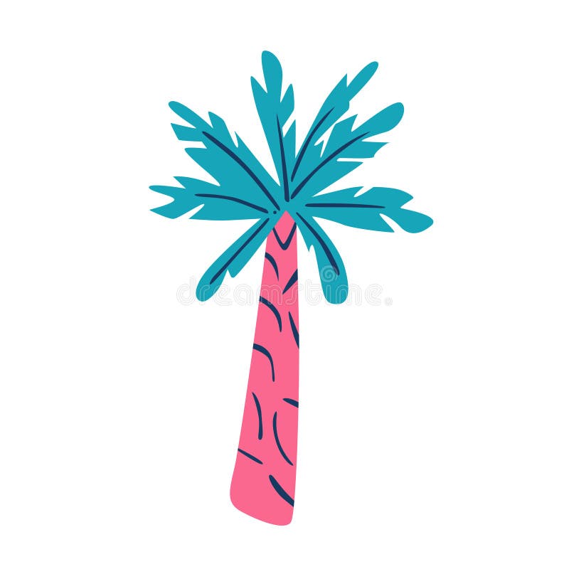 Stylized Palm Tree with Bright Colors. Stock Vector - Illustration of ...