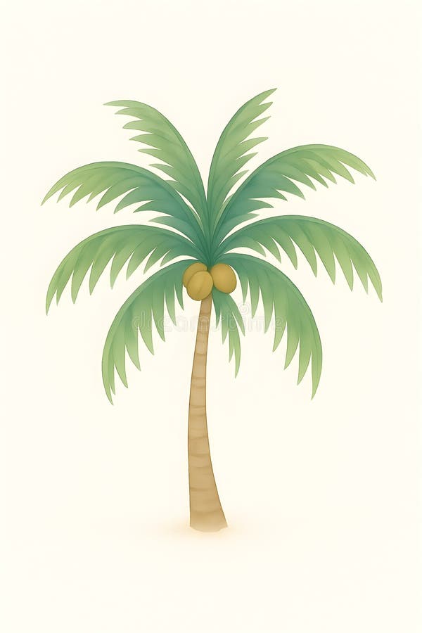 Stylized Palm Tree with Coconuts Presents a Tropical Paradise in a ...
