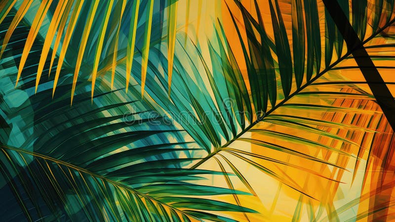 Stylized Palm Tree Leaves Illustration Stock Illustration ...