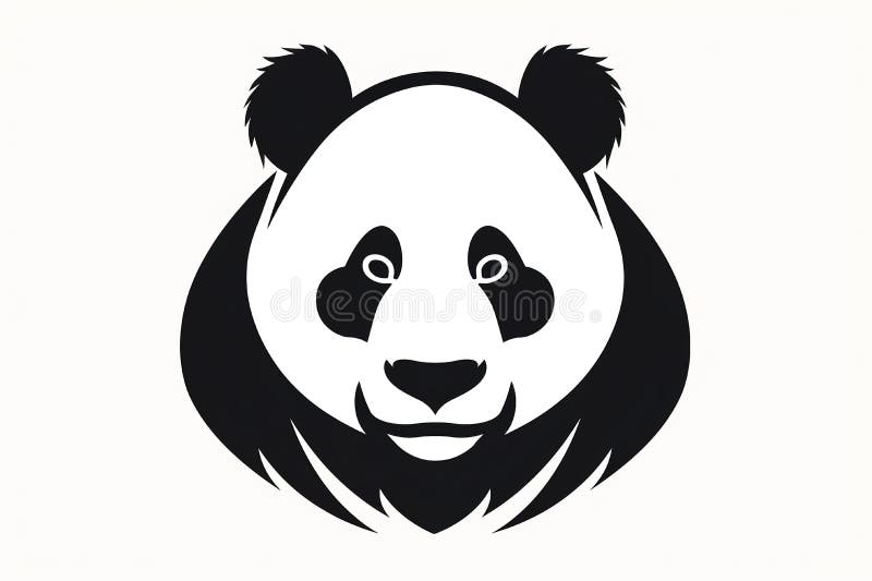 Stylized Panda Face in Black and White, Showcasing the Iconic Features ...