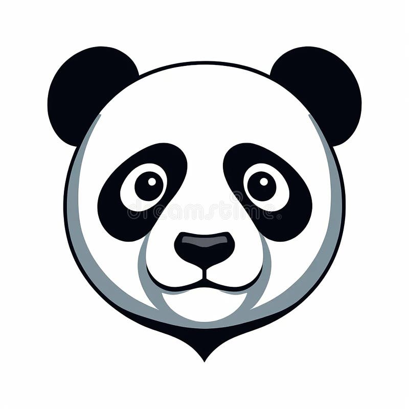 Stylized Panda Face Illustration with Bold Black and White Features ...