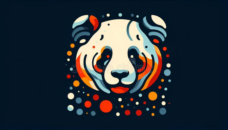 Stylized Panda Face Illustration Featuring Bold, Abstract Shapes in a ...