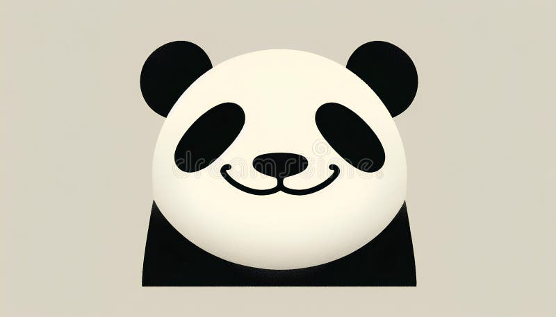 Stylized Panda Illustration Featuring a Rounded Face with ...