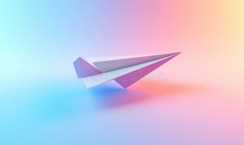 Stylized Paper Airplane on Gradient Background with Soft Pastel Colors ...