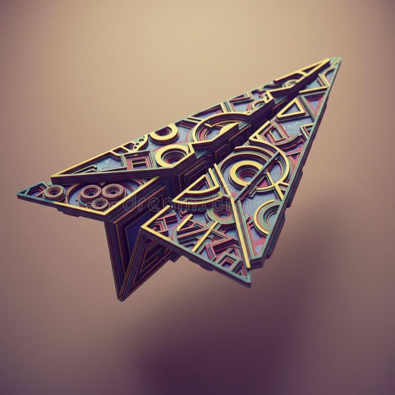 A Stylized Paper Airplane Made from Intricately Layered Materials ...