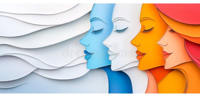 Stylized Paper-cut Faces in Bold Colors Highlight the Beauty of ...