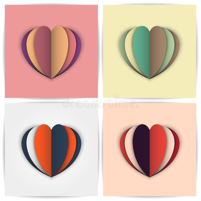 Stylized Paper Hearts in Different Color Combinations Stock ...