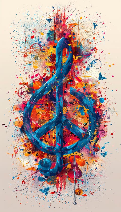 A Stylized Peace Symbol Formed from Interwoven, Abstract Musical Notes ...