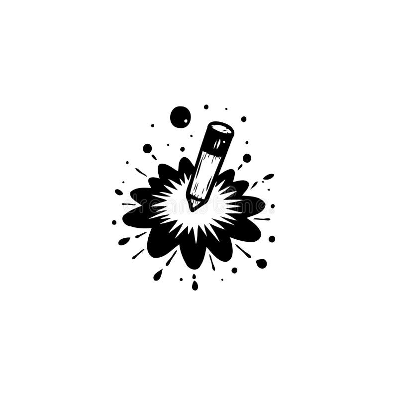Stylized Pencil Icon with Dynamic Explosion Design for Creative ...