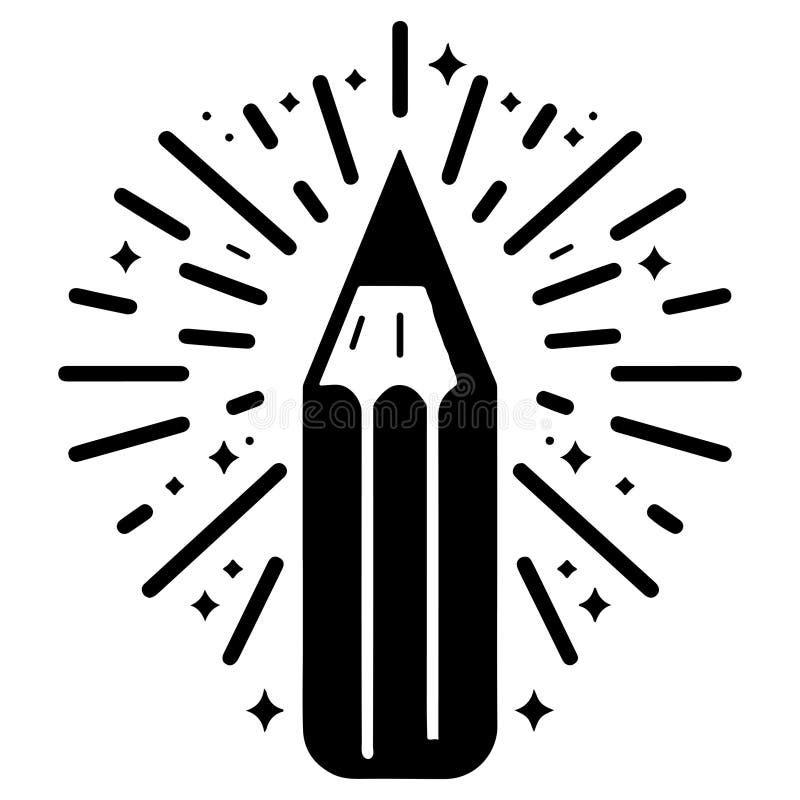 Stylized Pencil Silhouette Vector Illustration with Celestial Elements ...