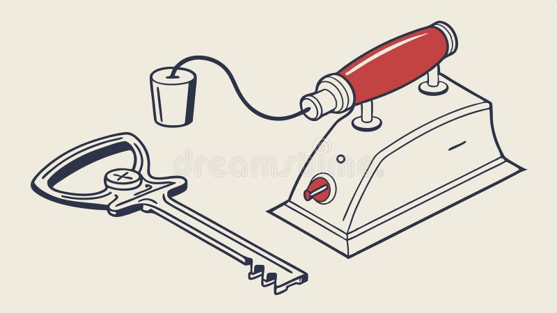 Stylized Person with Key Connected To Abstract Object Vector Design ...