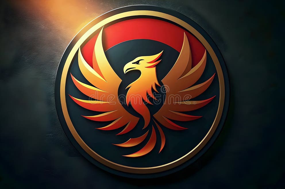 Stylized Phoenix Emblem on Dark Background Stock Illustration - Illustration of beak, creature ...