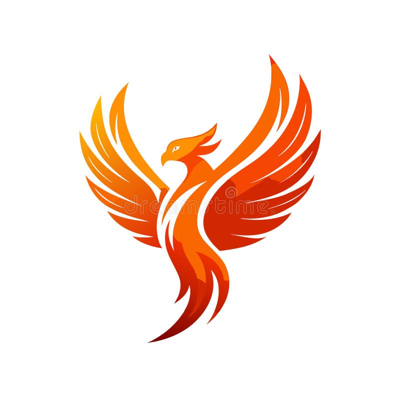 Stylized Phoenix Logo Design with Orange and Yellow Gradient on White ...