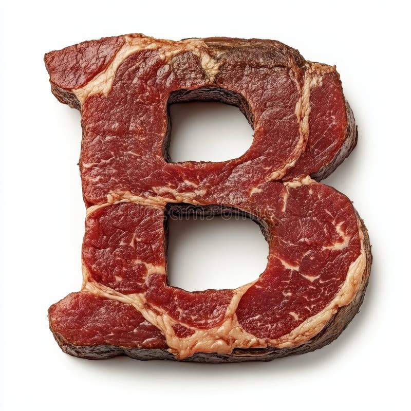 A Stylized Piece of Meat Shaped Like the Letter "B Stock Illustration ...