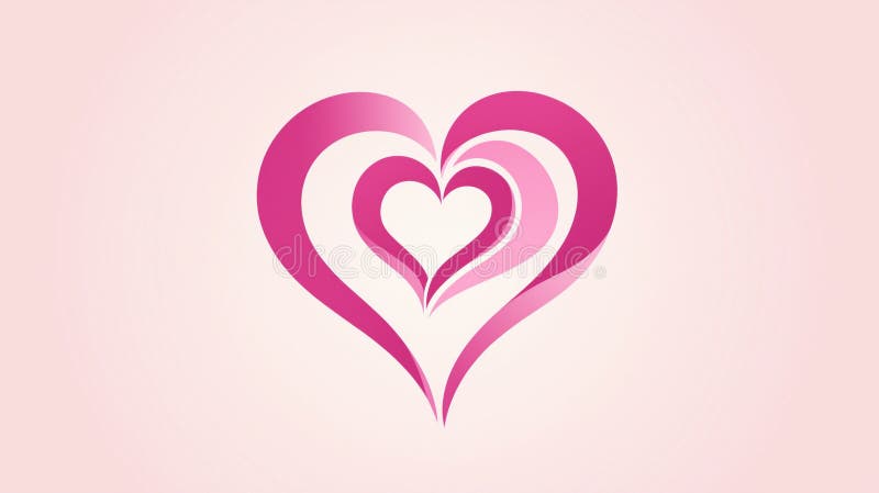 Stylized Pink Heart Design with Layered Hearts on Soft Pink Background ...