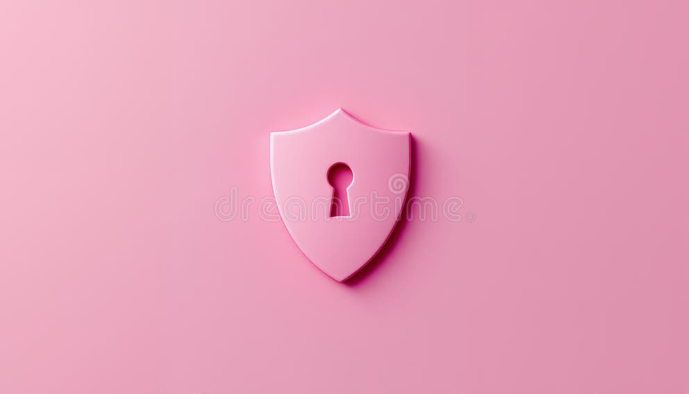 Stylized Pink Shield with Keyhole on Soft Pink Background Representing ...