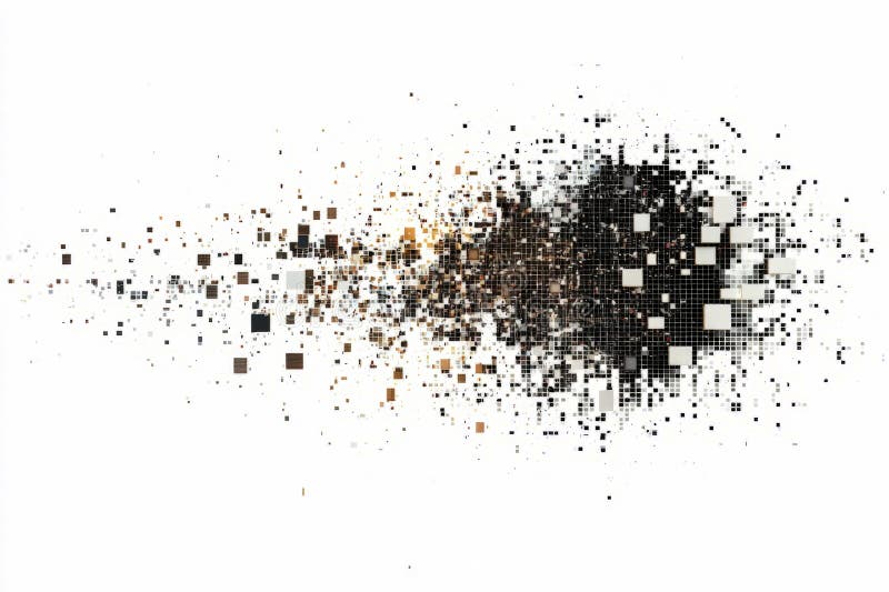 Stylized Pixel Disintegration of an Electronic Device, White Background ...