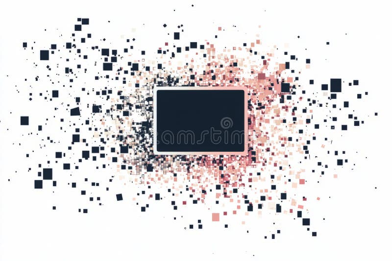 Stylized Pixel Disintegration of an Electronic Device, White Background ...