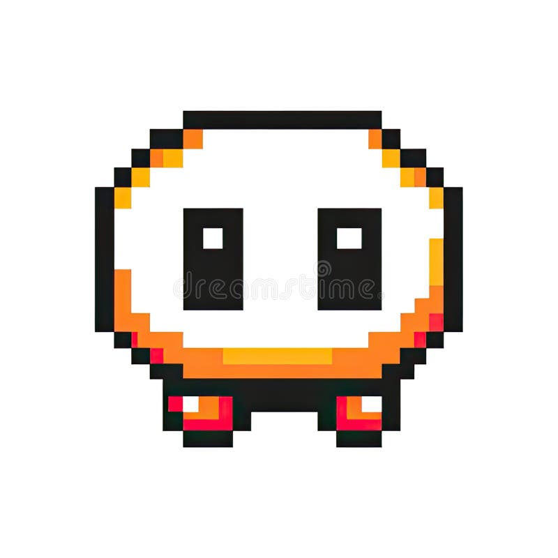 Adorable Pixel Art Character Design: Friendly Orange and Black 8-bit ...
