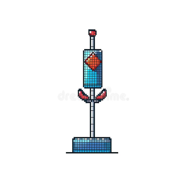 Pixel Art Coat Rack, Blue and Red Design Stock Illustration ...